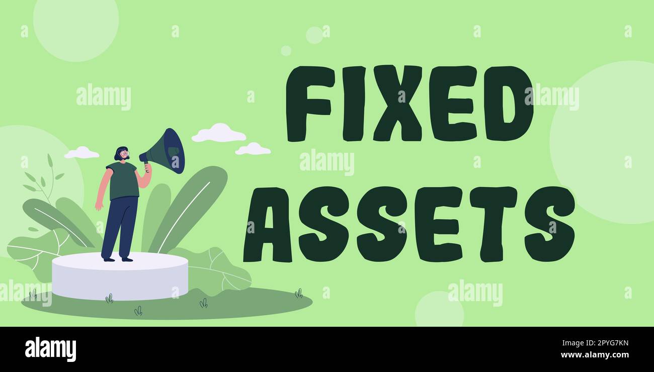 Conceptual caption Fixed Assets. Business overview long-term tangible ...