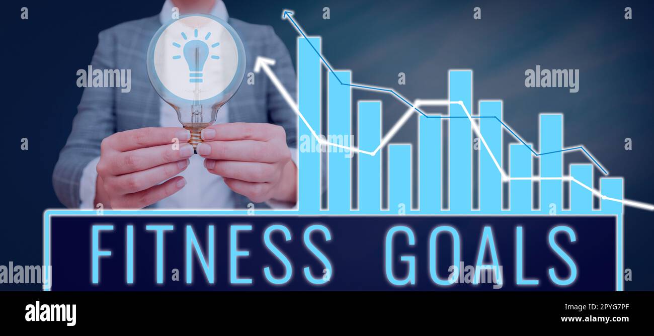 Text sign showing Fitness Goals. Word Written on Loose fat Build muscle ...