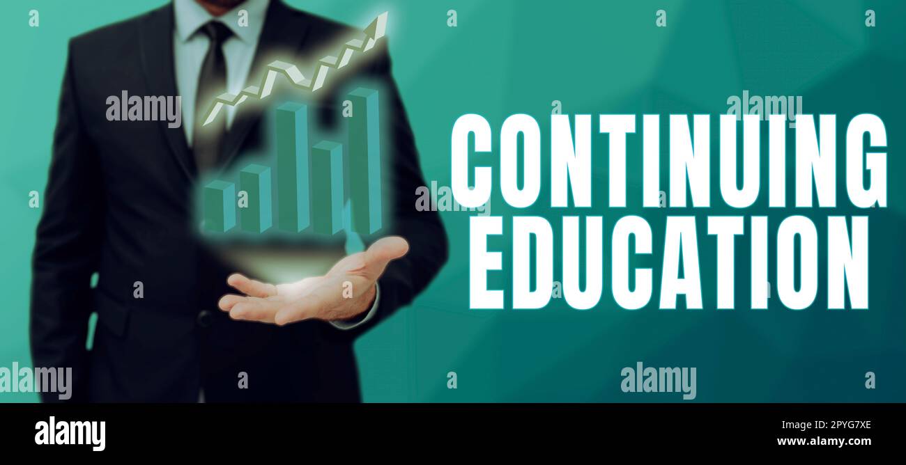 Text sign showing Continuing Education. Word Written on Continued ...