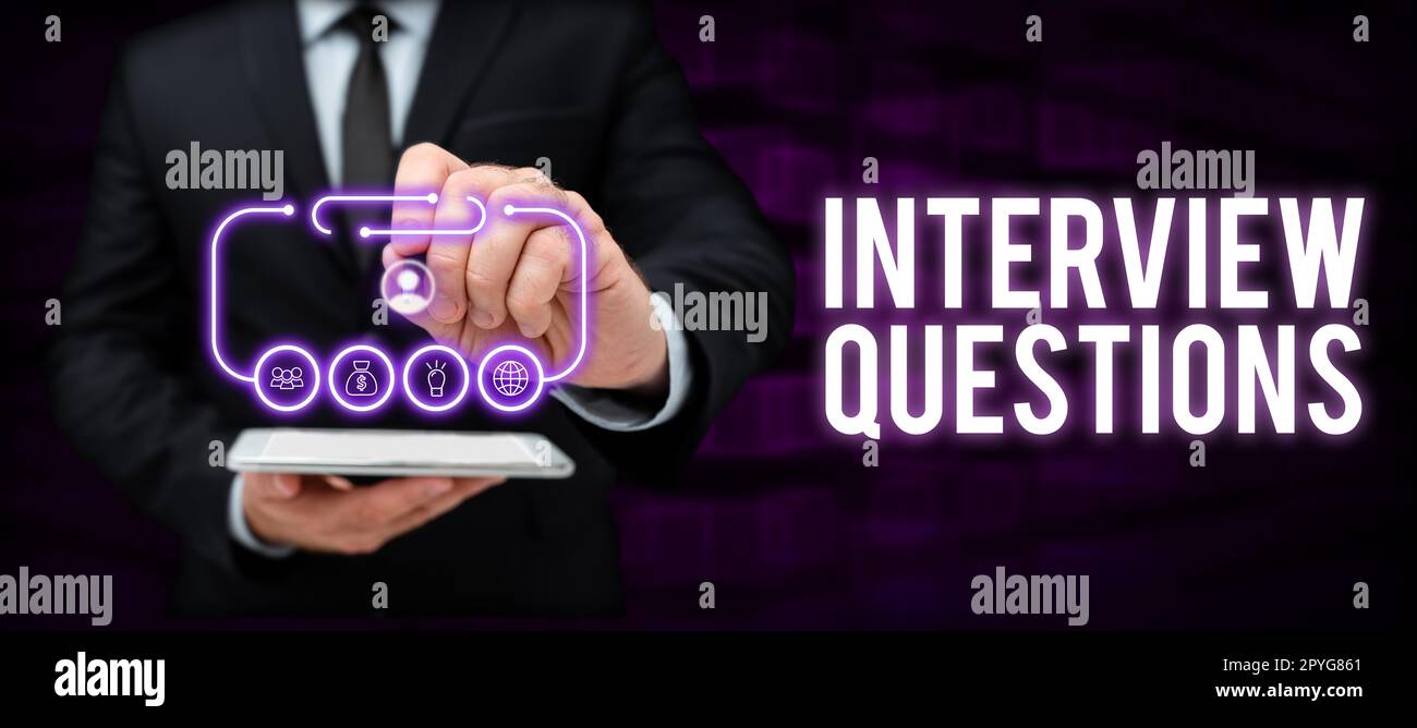 Text sign showing Interview Questions. Business showcase Typical topic ...