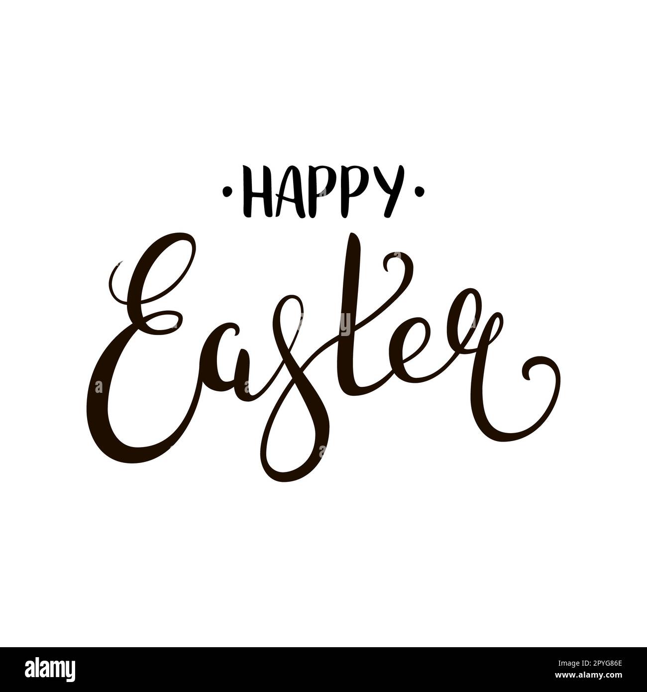 Happy Easter hand-drawn lettering decoration text on white background ...