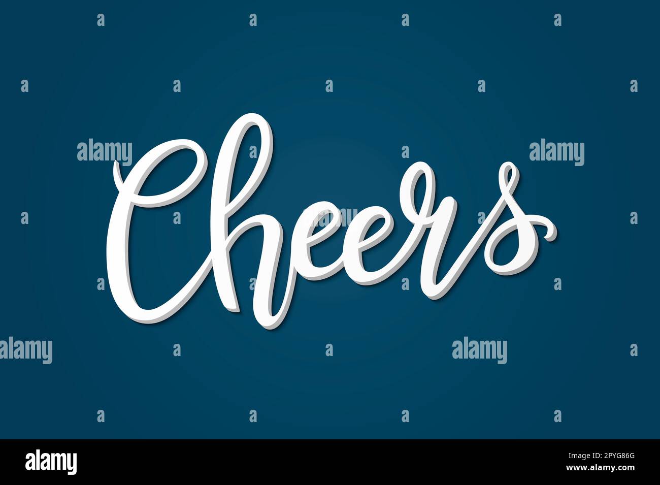 Cheers hand-drawn lettering decoration text with shadow on blue ...