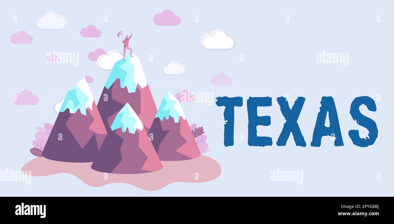 Hand writing sign Texas. Word for a state in the South Central region ...