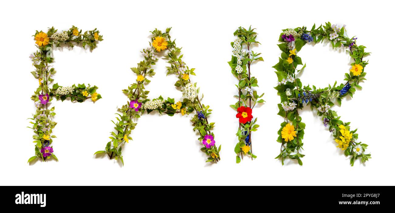 Colorful Blooming Flower Letters Building Word Fair Stock Photo - Alamy