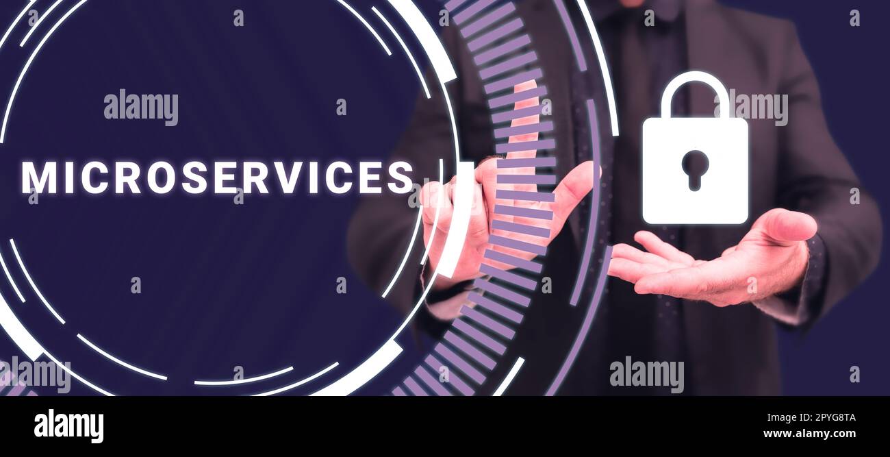 Text Sign Showing Microservices Business Idea Software Development Technique Building Single