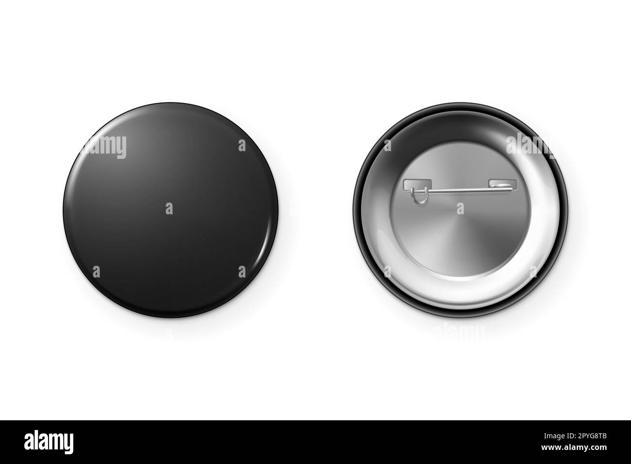 Blank button badge isolated on white background. Front and back view ...
