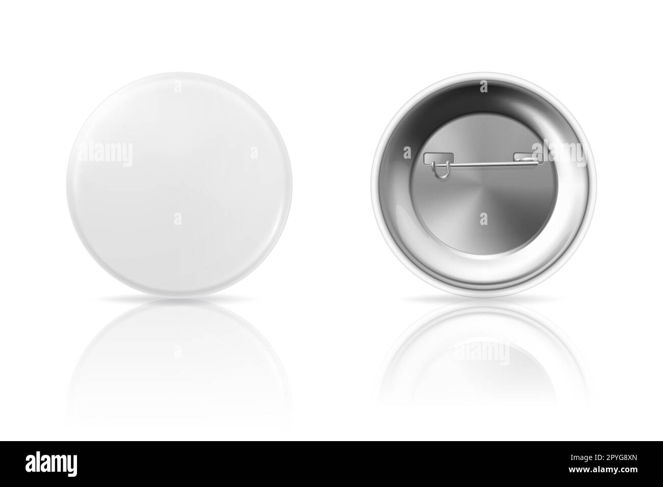 Blank button badge with reflection, front and back view. Vector EPS10 ...