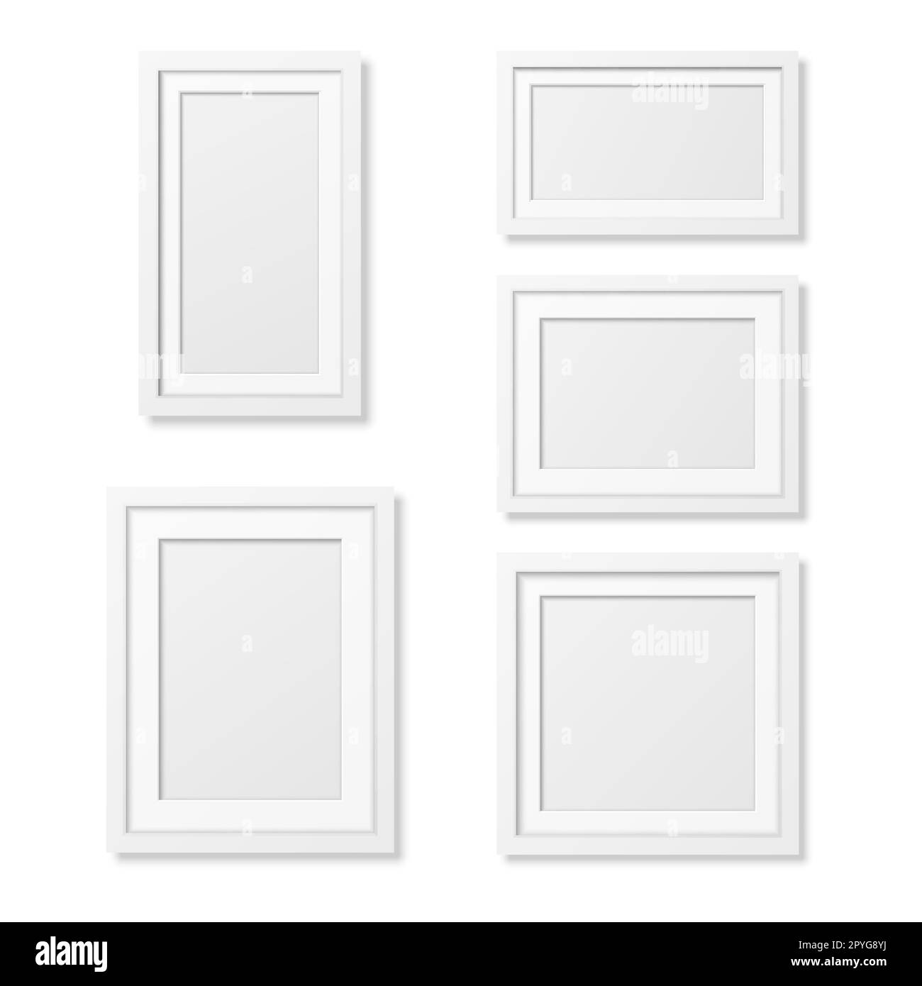Realistic blank picture frame templates set isolated on white ...