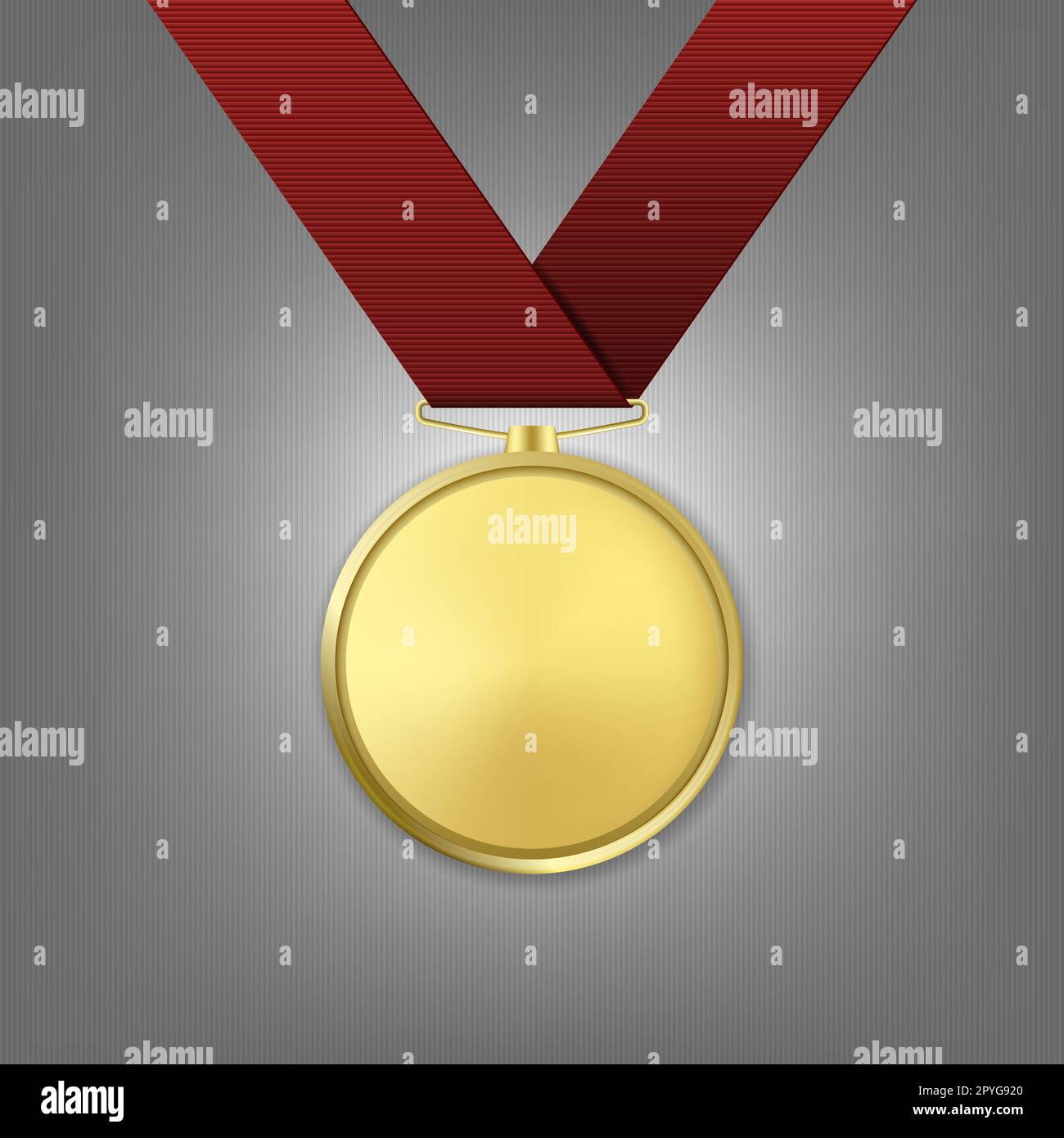 Realistic golden award medal with red ribbon. Vector EPS10 illustration ...