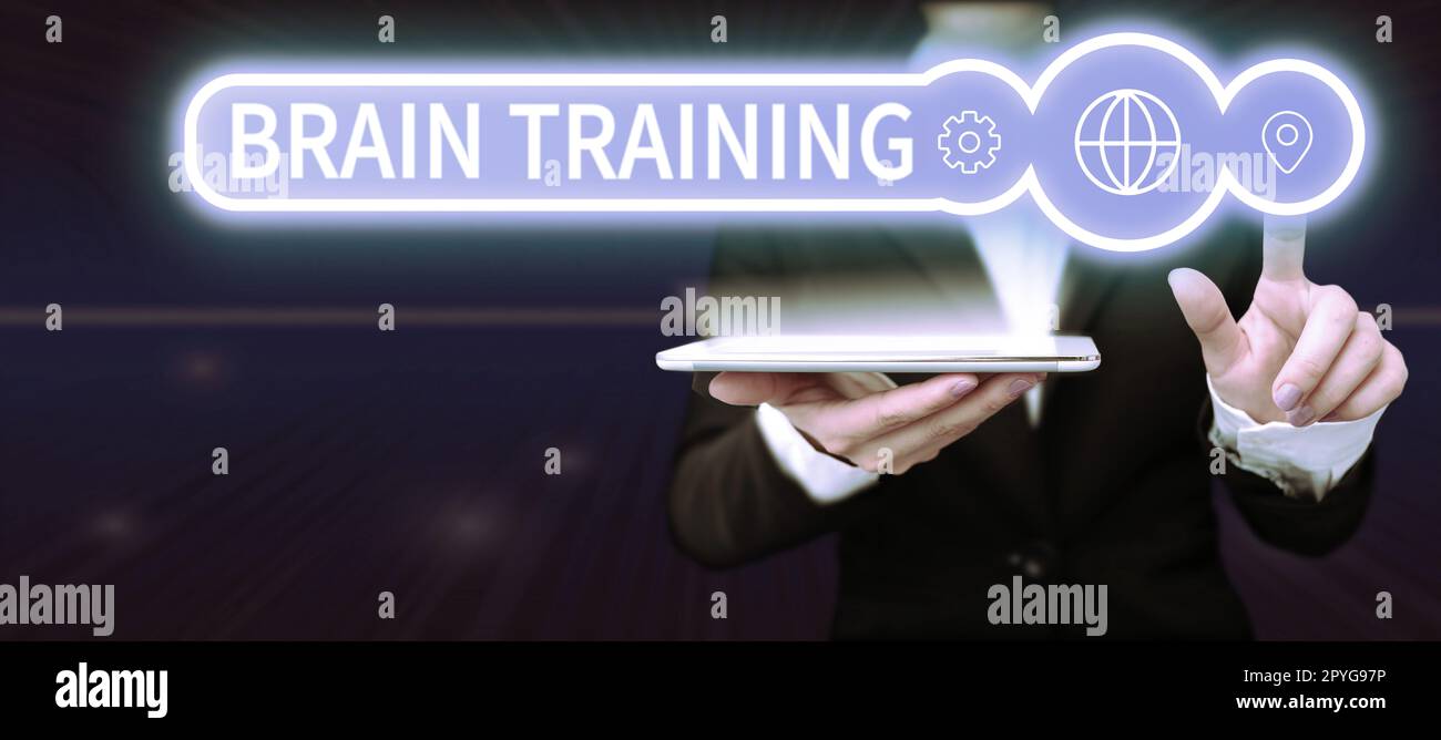 Sign displaying Brain Training. Concept meaning mental activities to ...