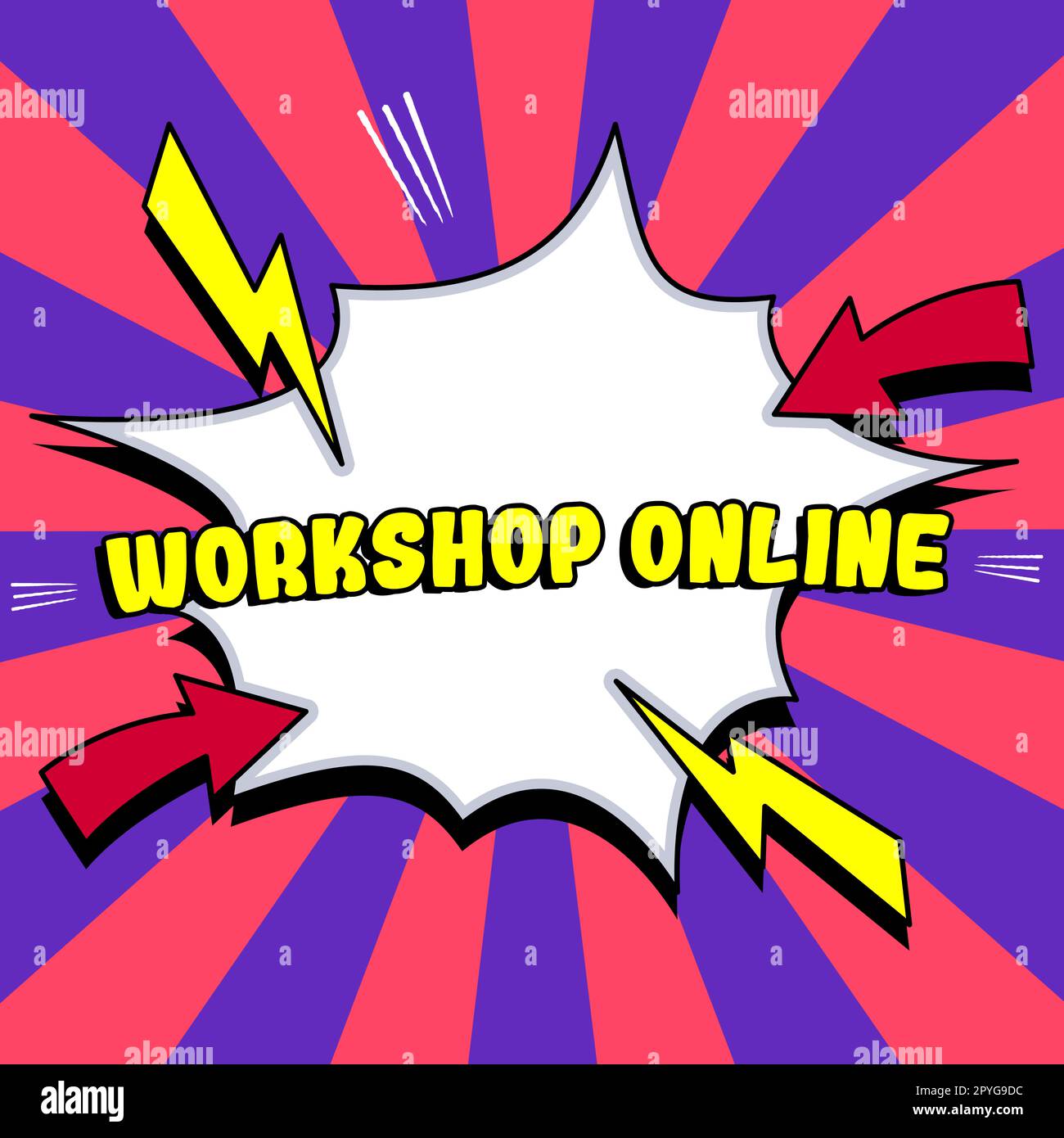 Text caption presenting Workshop Online. Business idea room or building in which goods are ...