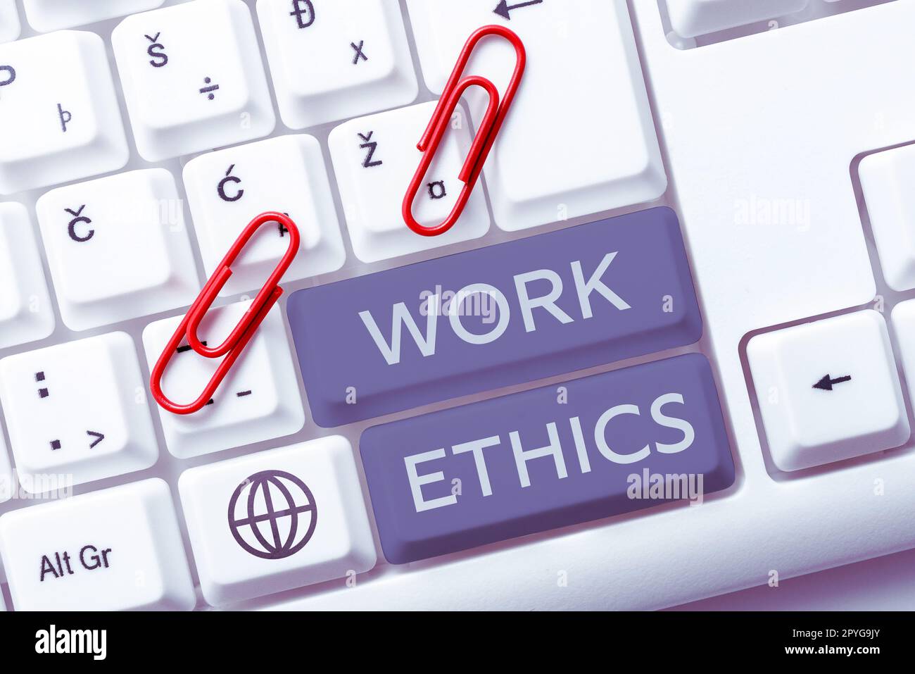 Sign displaying Work Ethics. Word Written on A set of values centered ...