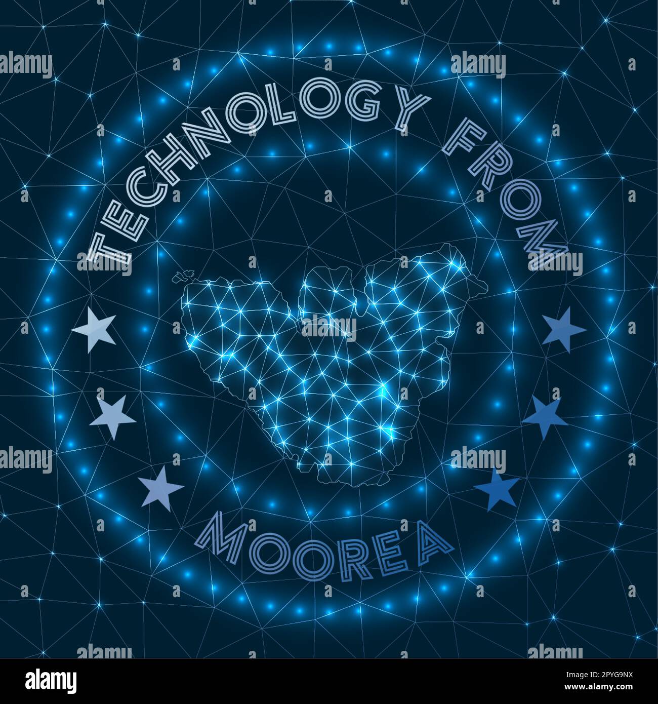 Technology From Moorea. Futuristic geometric badge of the island ...