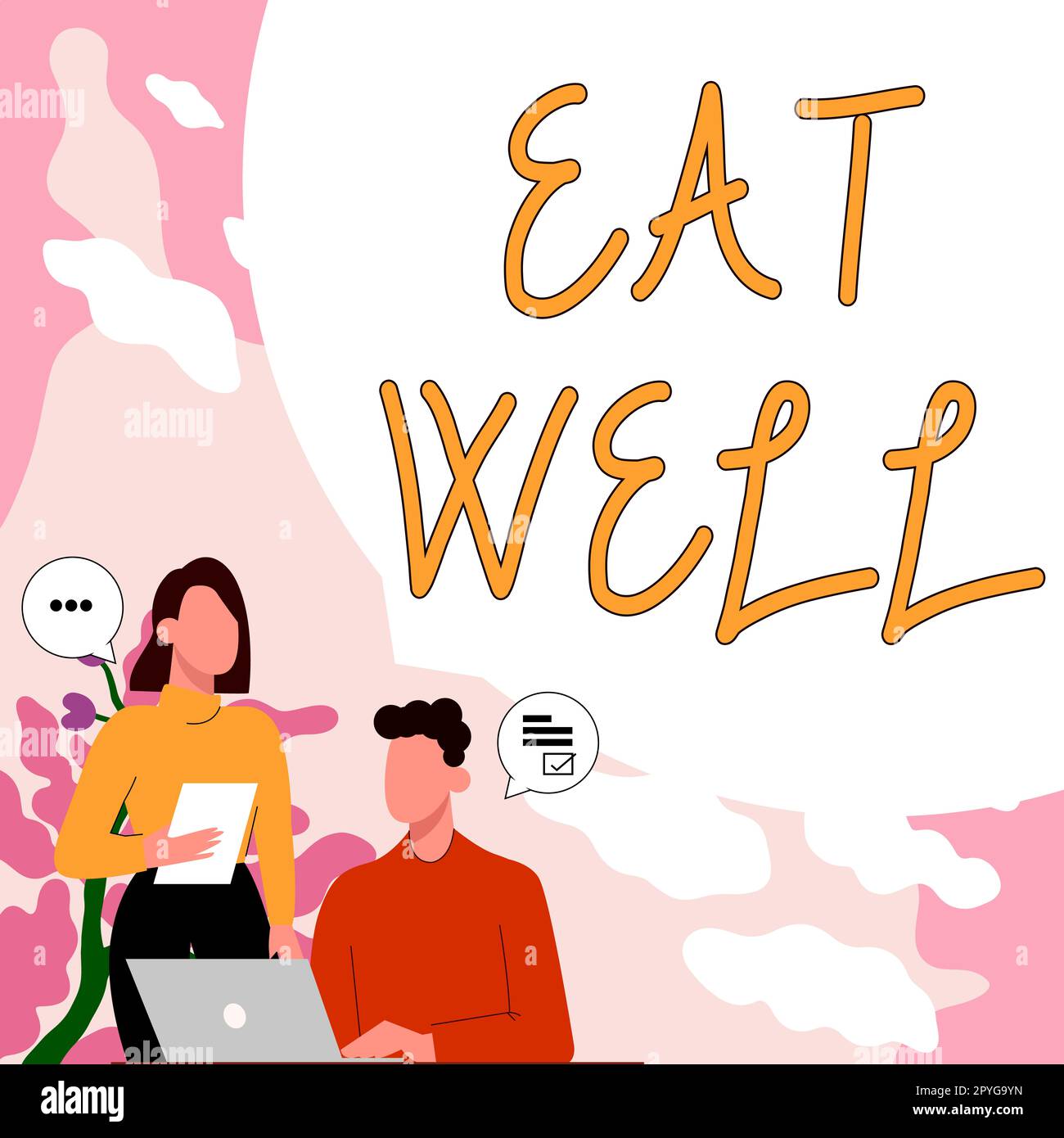 Writing displaying text Eat Well. Business approach Practice of eating ...