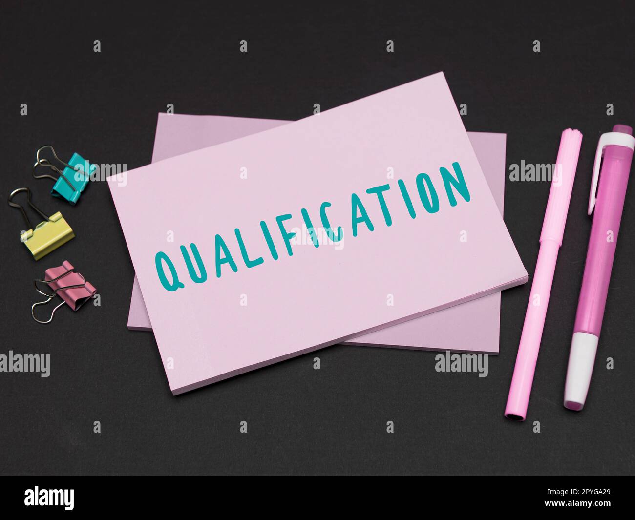 Text caption presenting Qualification. Business approach Officially ...