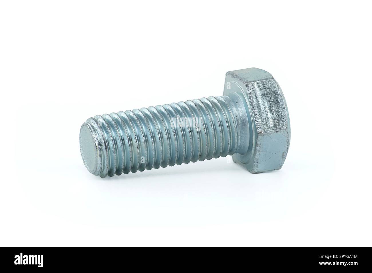 Full thread hexagon bolt isolated on white Stock Photo - Alamy