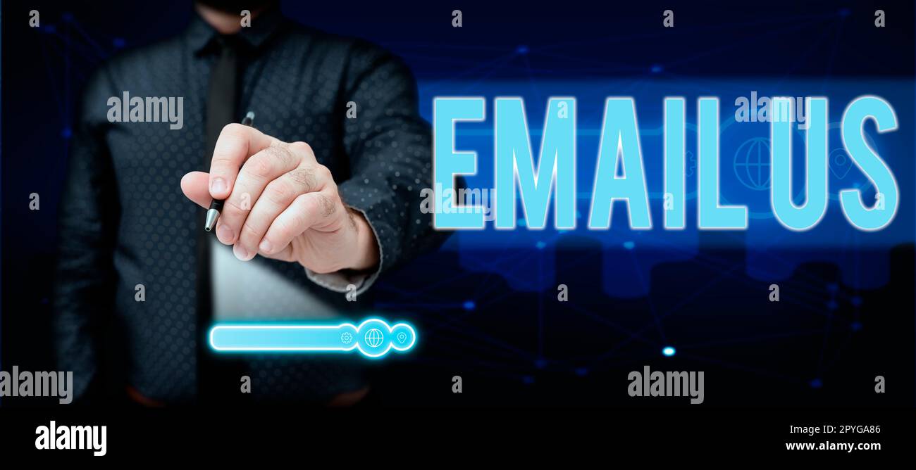 Sign displaying Email Us. Business idea Sending a commercial message to ...