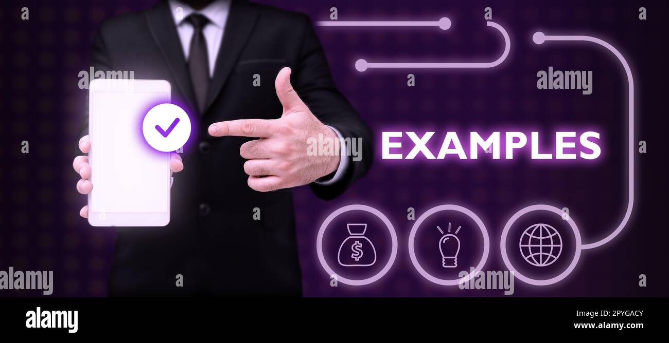 Hand writing sign Examples. Word for photo Sample Model to follow Guide ...