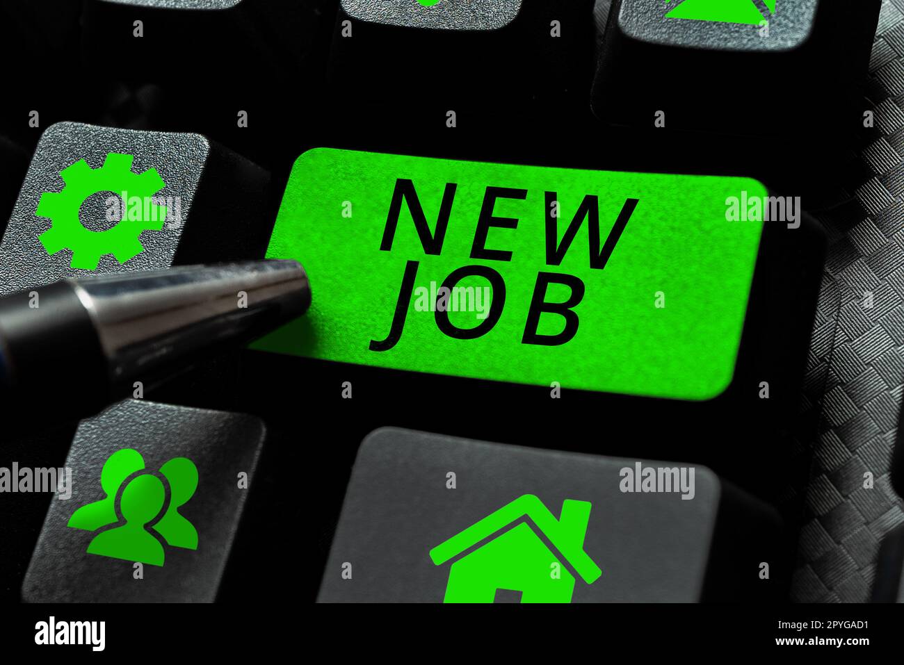 Text showing inspiration New Job. Word Written on signing contract ...