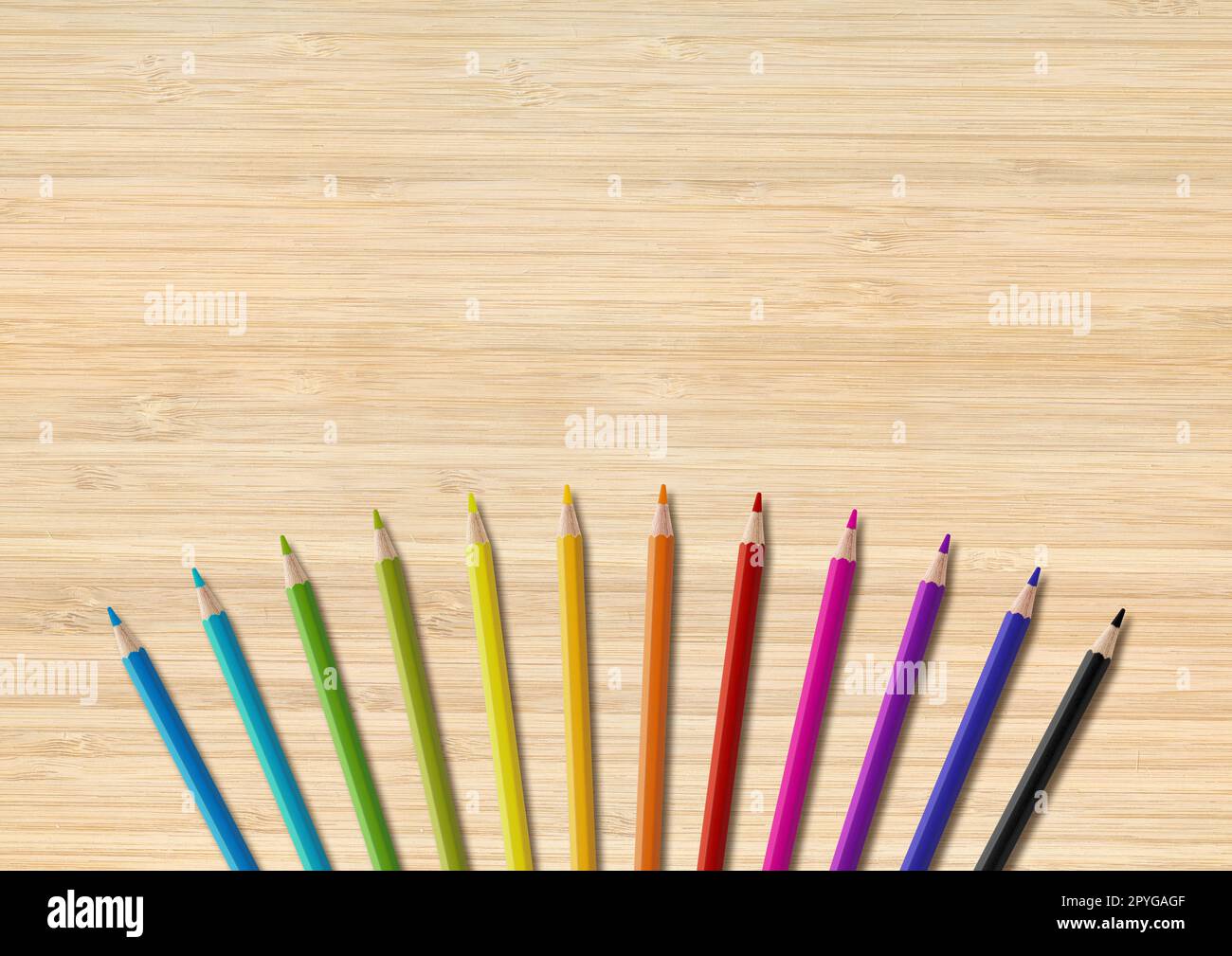 Wooden colored pencil set hi-res stock photography and images - Alamy