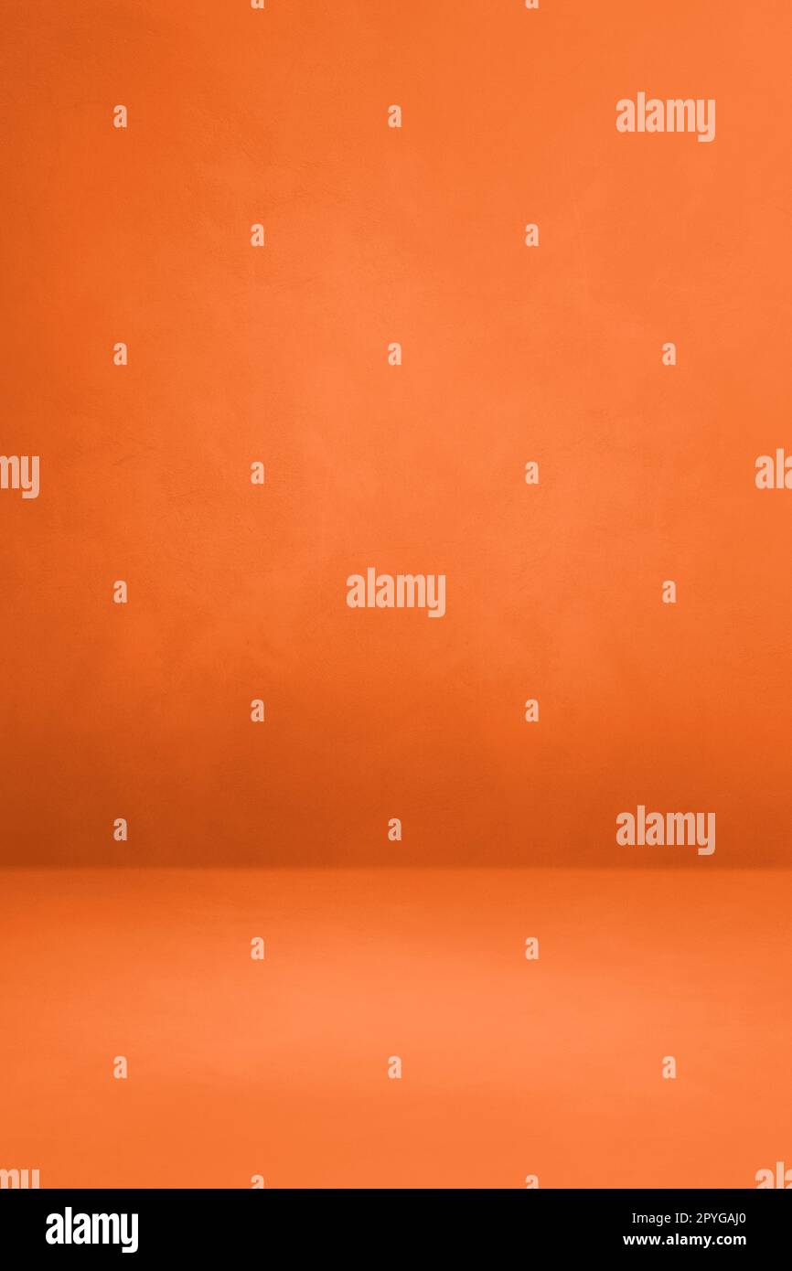 Empty neon orange concrete interior background Stock Photo - Alamy
