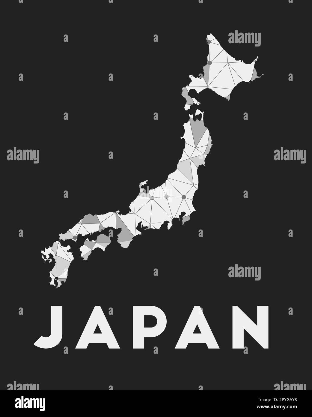 Japan - communication network map of country. Japan trendy geometric ...