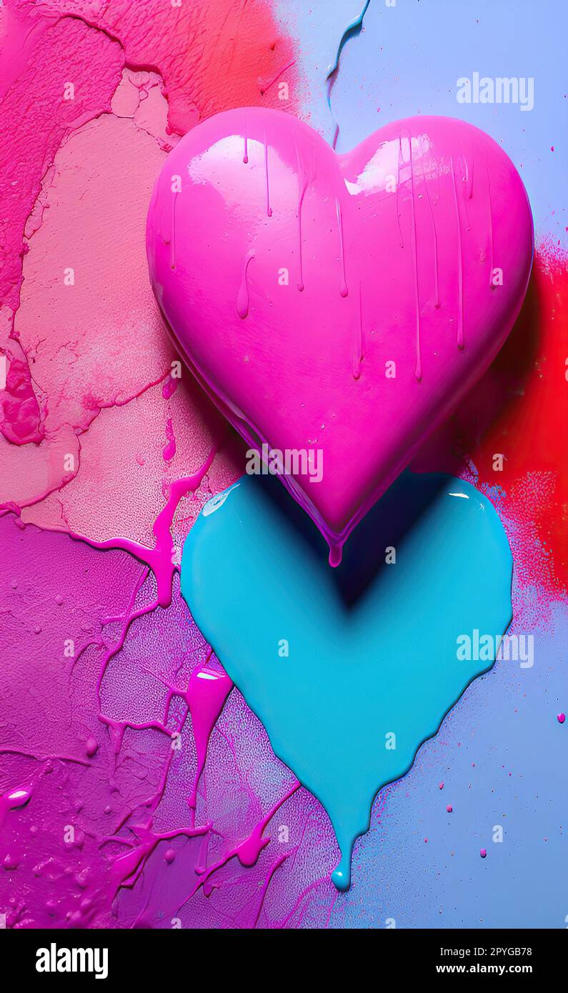 Colorful heart with paint splatters Stock Photo - Alamy