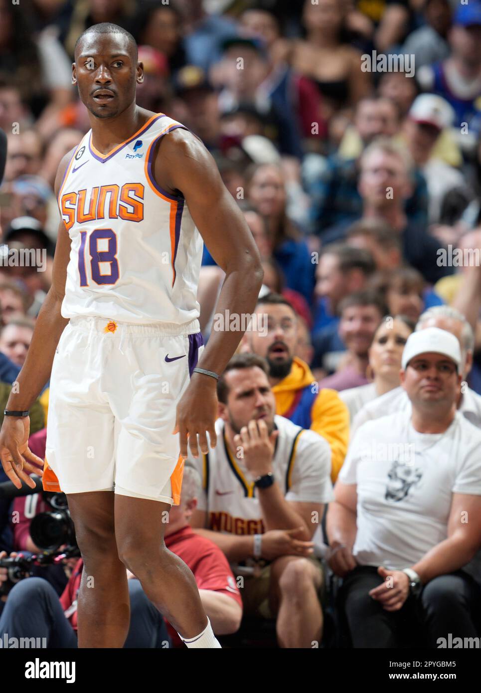 Phoenix Suns center Bismack Biyombo (18) in the first half of Game 2 of ...