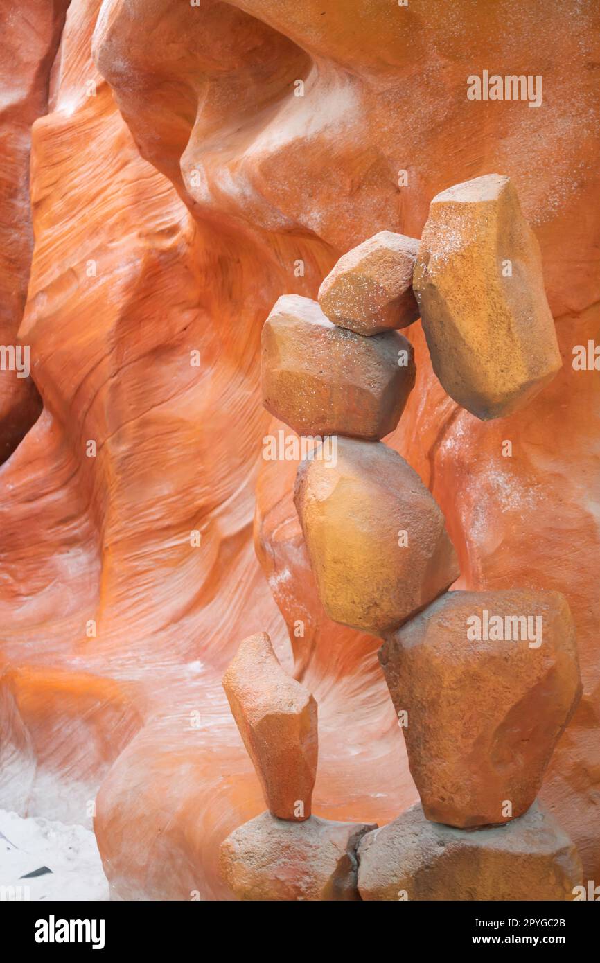 Brown sand-colored stone tiles on the wall Stock Photo - Alamy