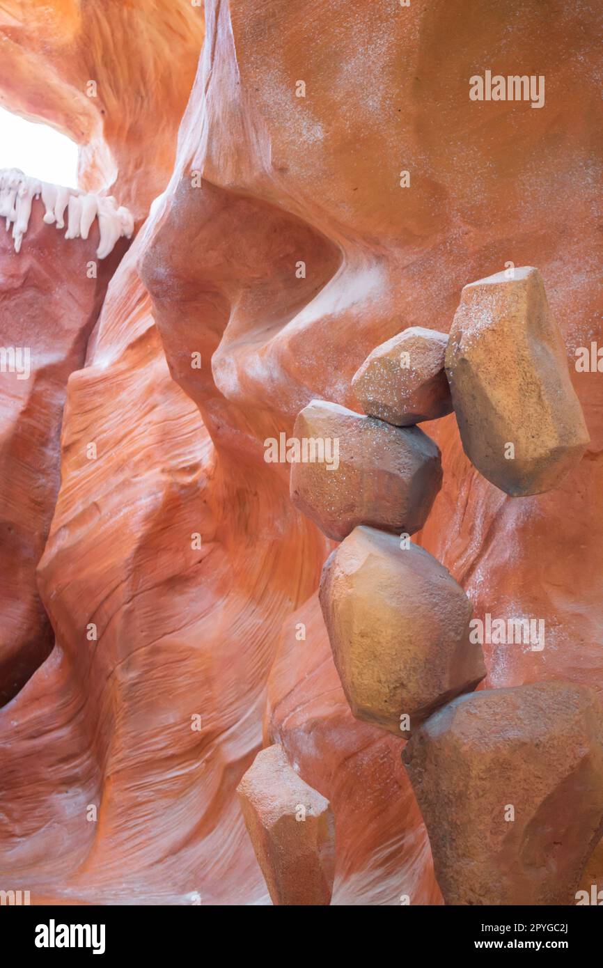 Brown sand-colored stone tiles on the wall Stock Photo - Alamy