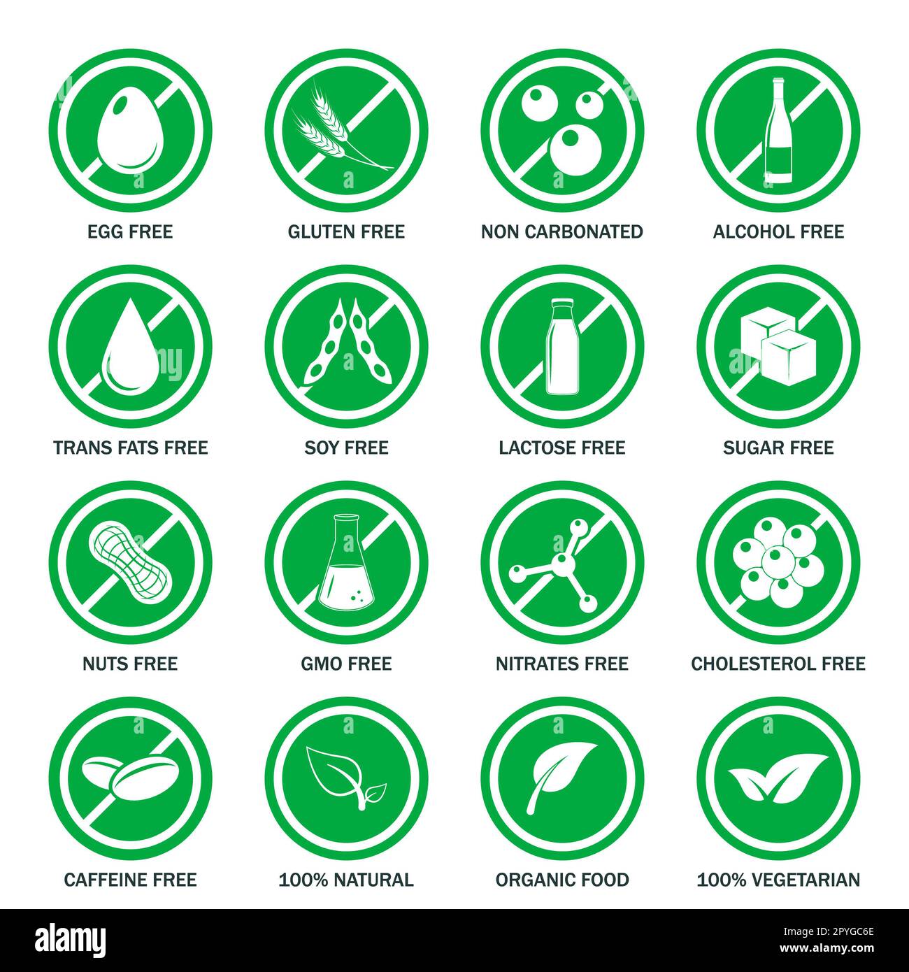 Food allergen icons set. Vector EPS8 illustration Stock Photo - Alamy