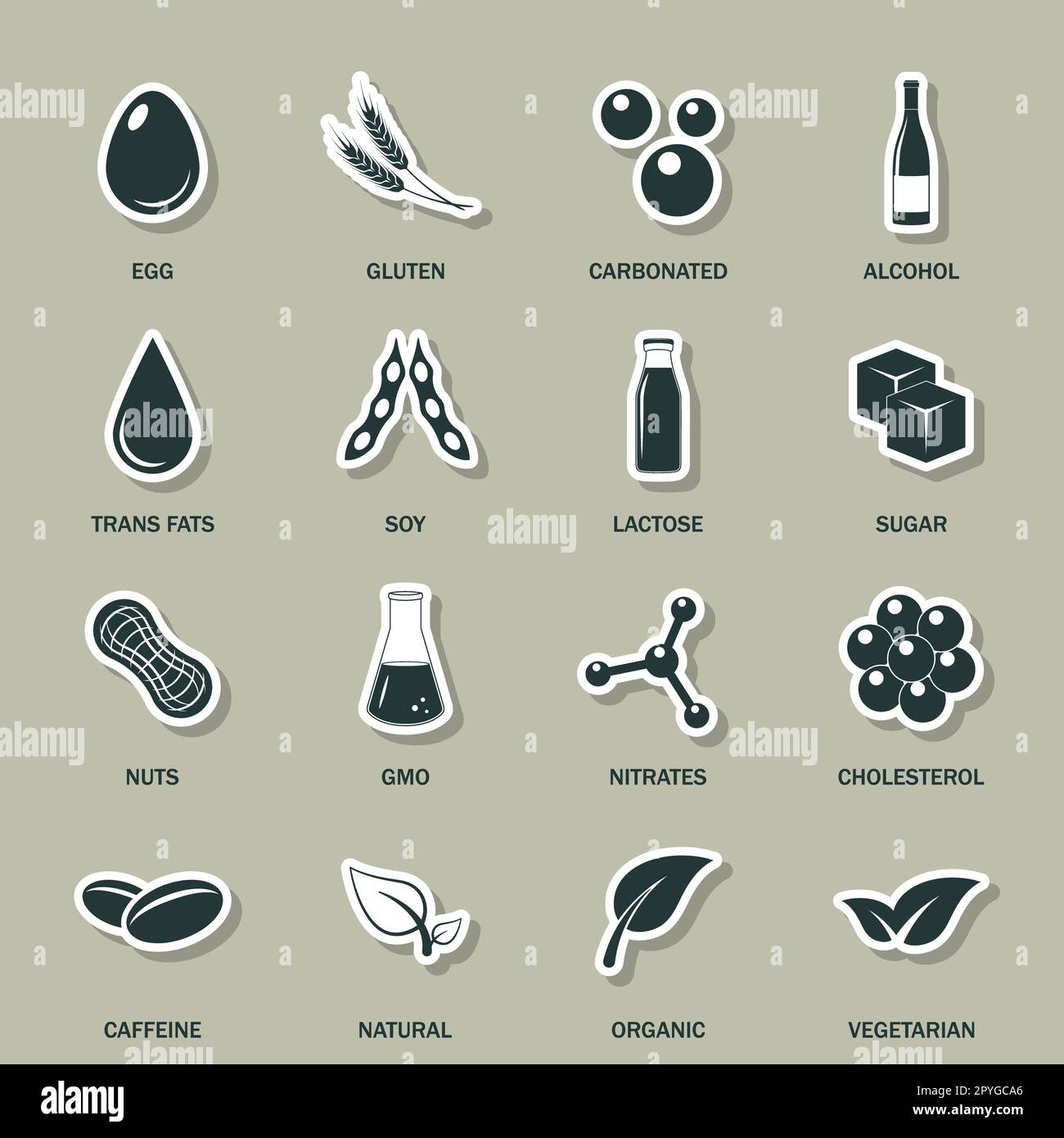 Food allergen icons set. Vector EPS10 illustration Stock Photo - Alamy