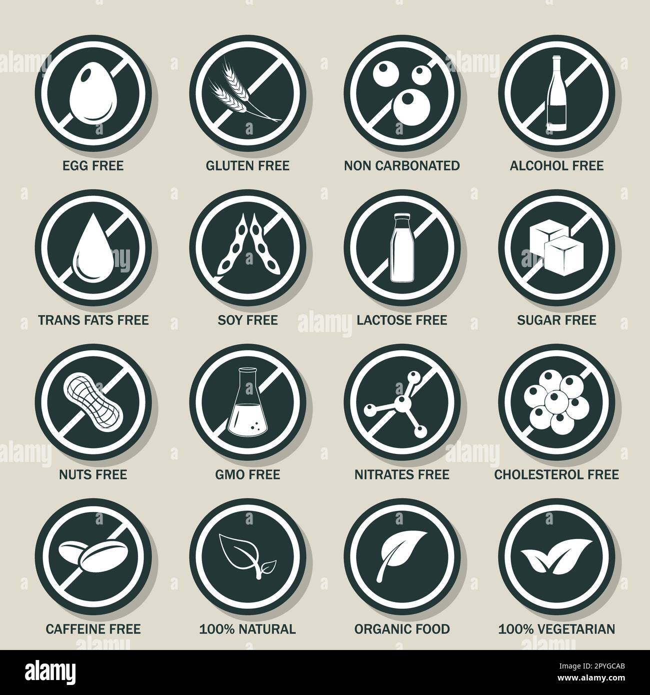 Food allergen icons set. Vector EPS10 illustration Stock Photo - Alamy