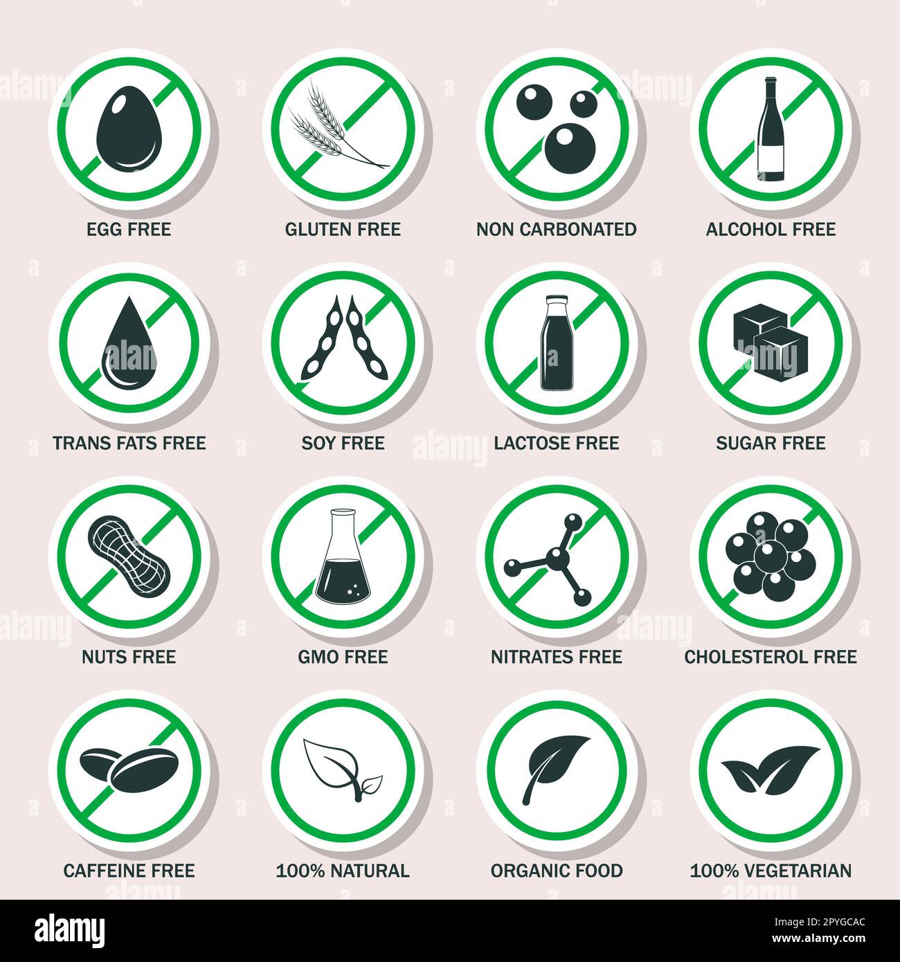 Food allergen icons set. Vector EPS10 illustration Stock Photo - Alamy