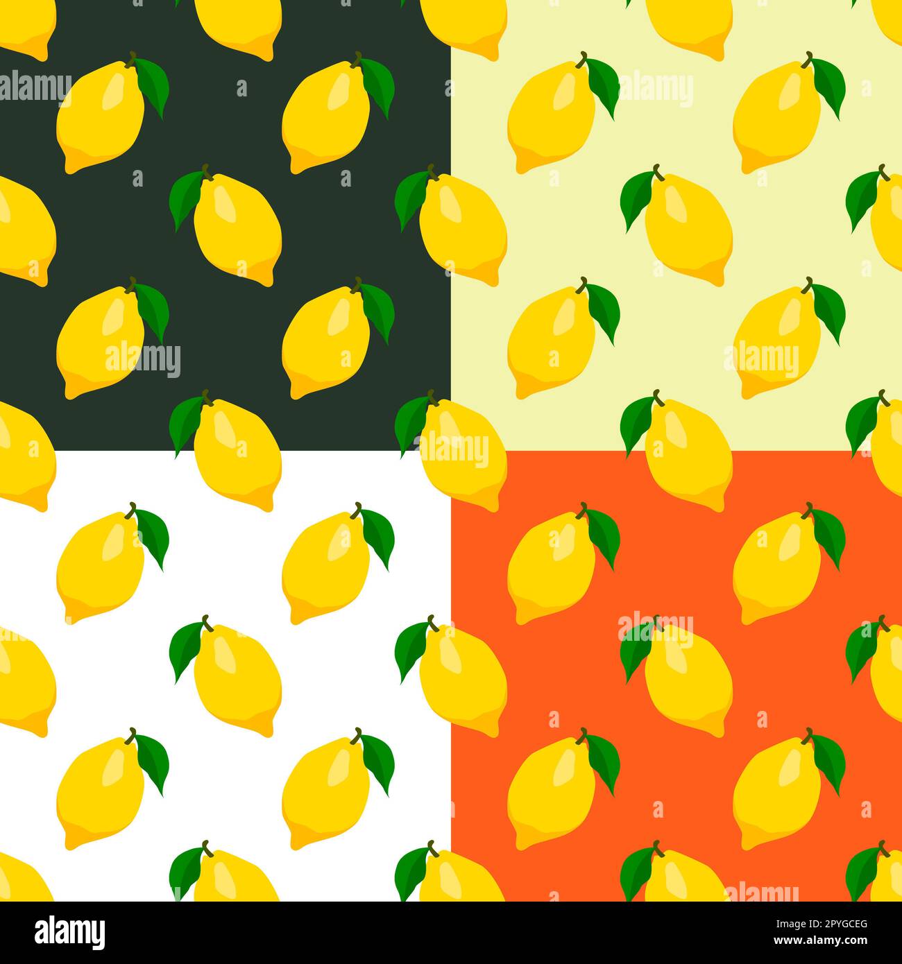 Set of cute lemons seamless patterns. Vector EPS8 illustration Stock Photo - Alamy