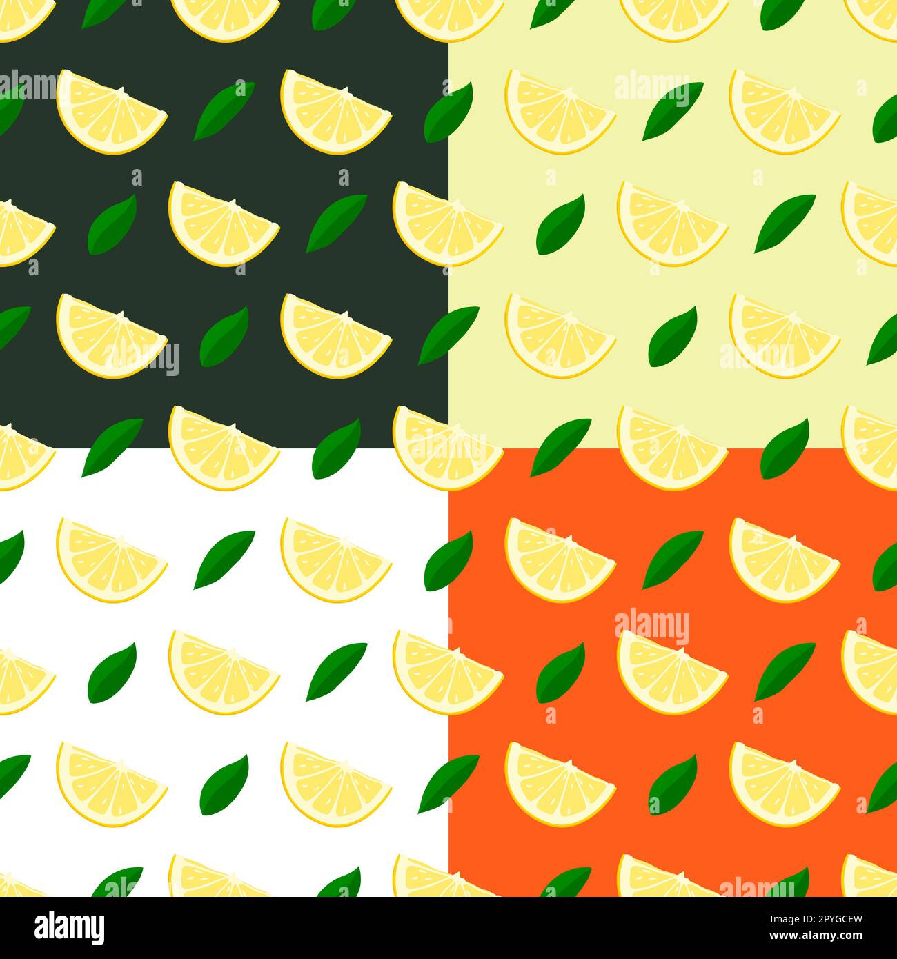 Set of cute lemons seamless patterns. Vector EPS8 illustration Stock Photo - Alamy
