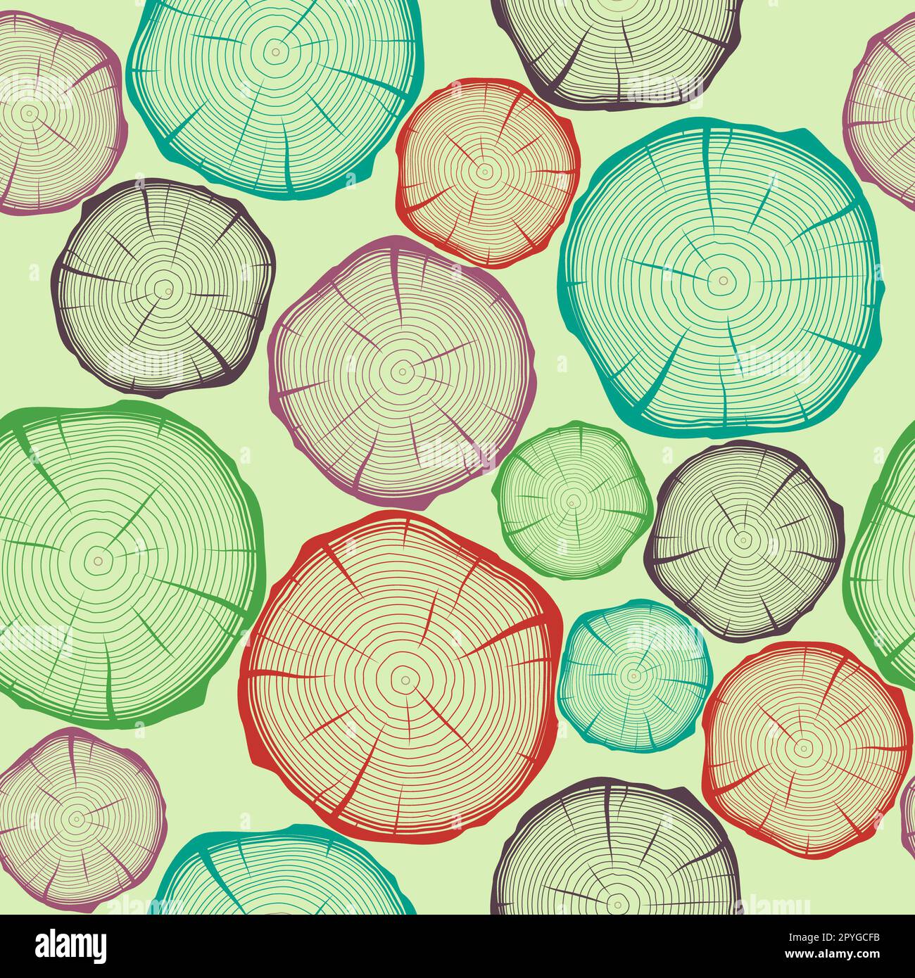 Seamless pattern with tree rings. Vector EPS8 background Stock Photo ...