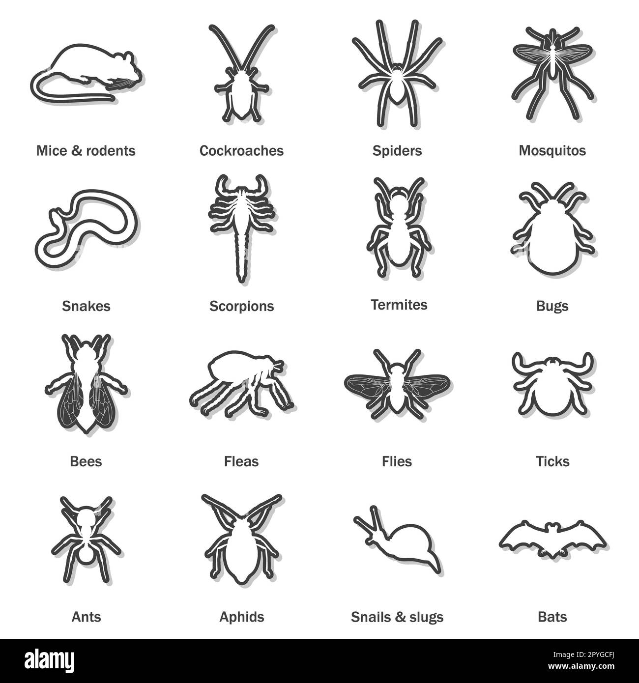 Pest and insect control icons set. Vector EPS10 illustration Stock ...