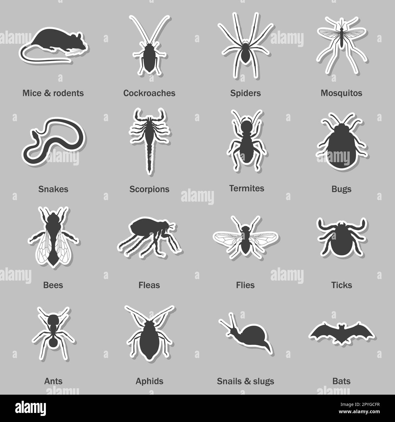 Pest and insect control icons set. Vector EPS10 illustration Stock ...