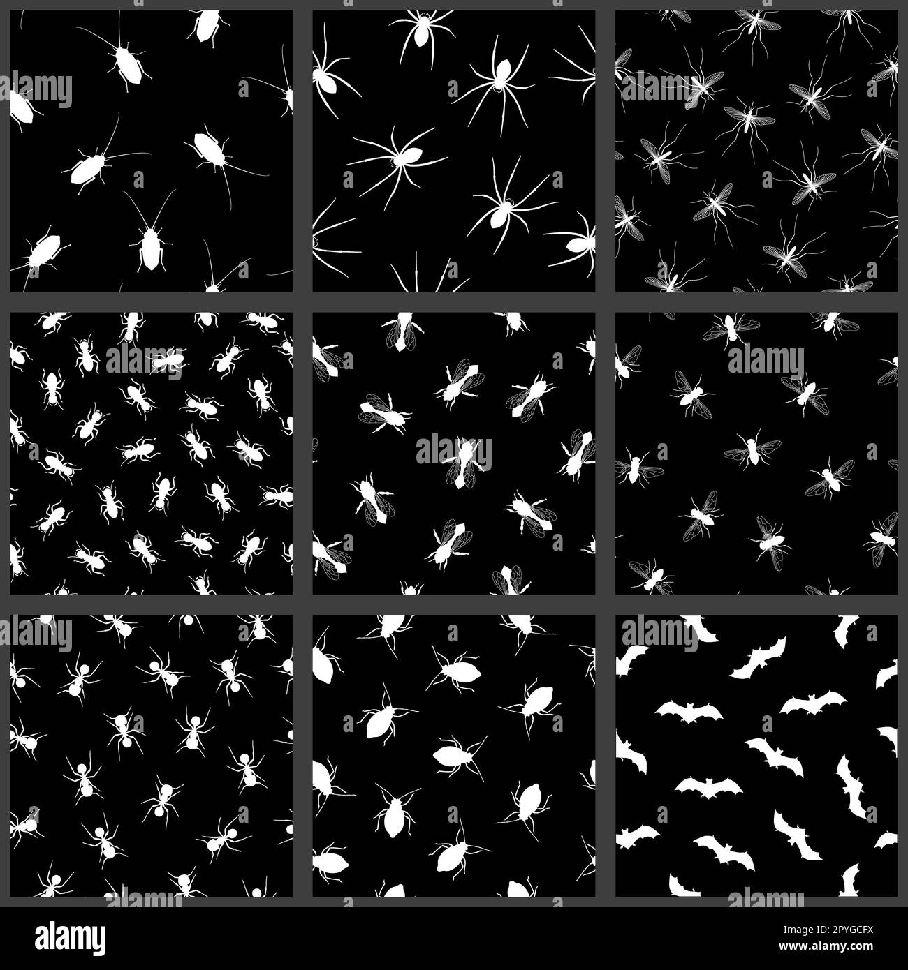 Pest and insect seamless pattern set. Vector EPS8 illustration Stock ...