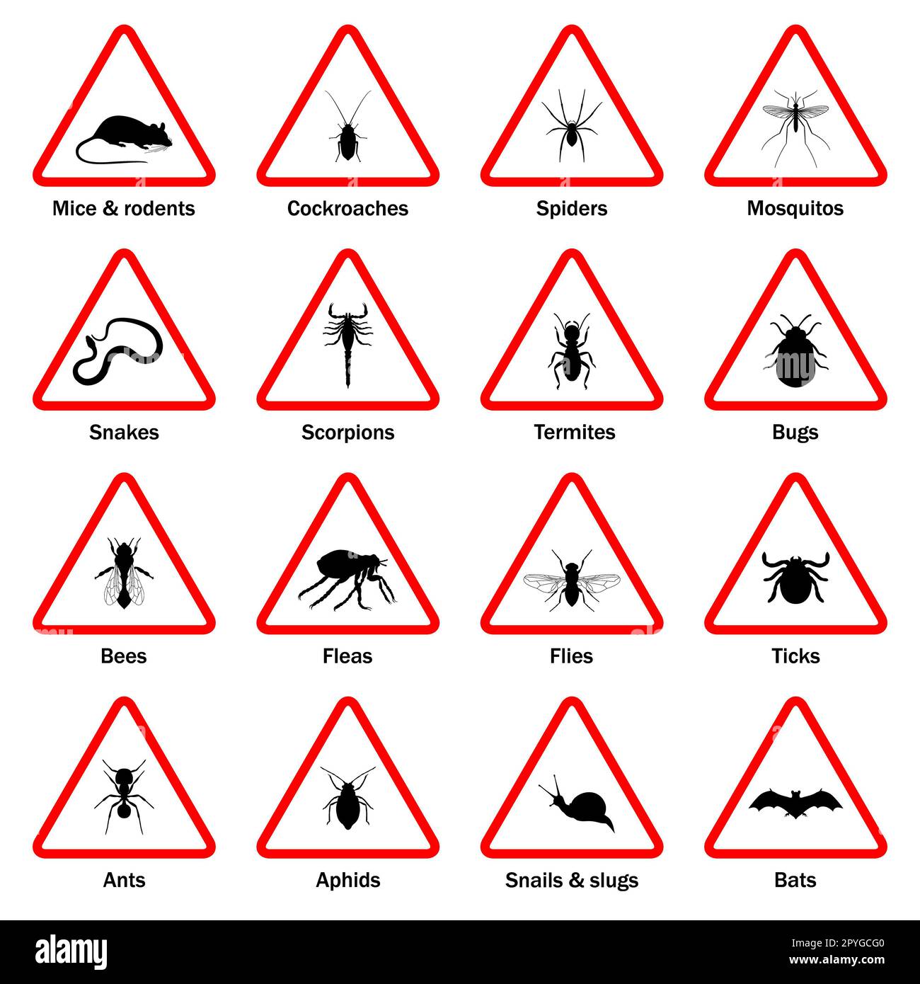 Pest and insect control icons set. Vector EPS8 illustration Stock Photo ...