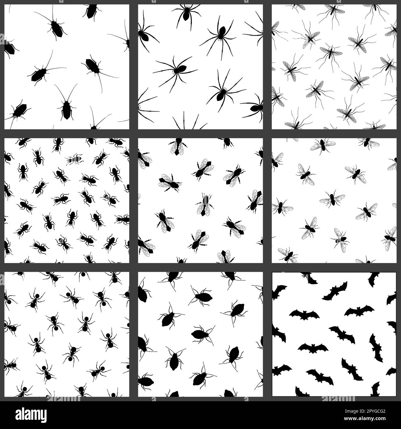 Pest and insect seamless pattern set. Vector EPS8 illustration Stock ...