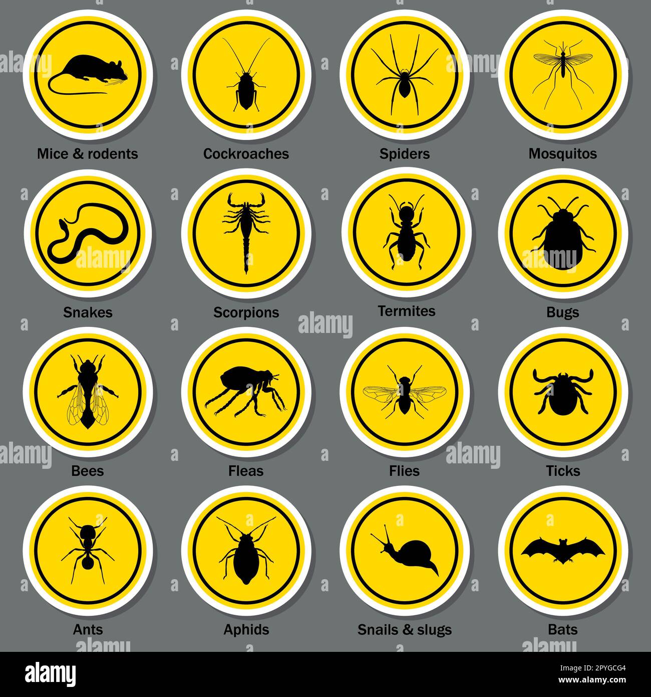 Pest and insect control icons set. Vector EPS10 illustration Stock ...