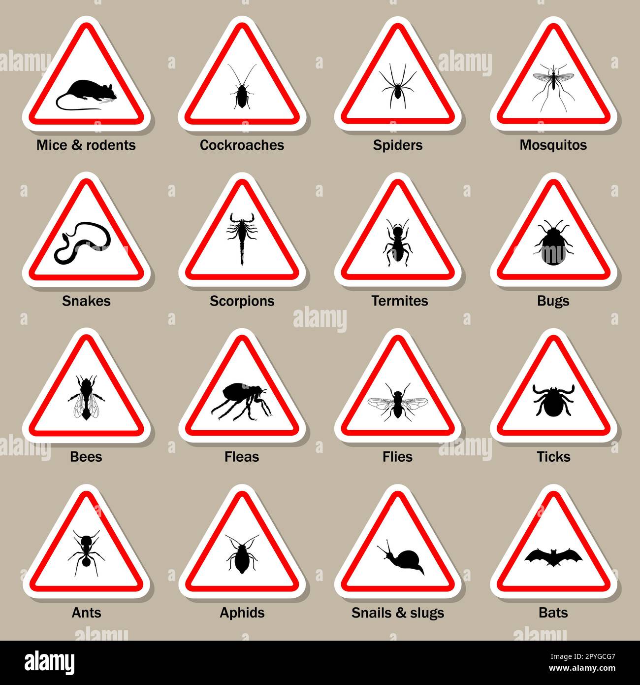 Pest and insect control icons set. Vector EPS10 illustration Stock ...