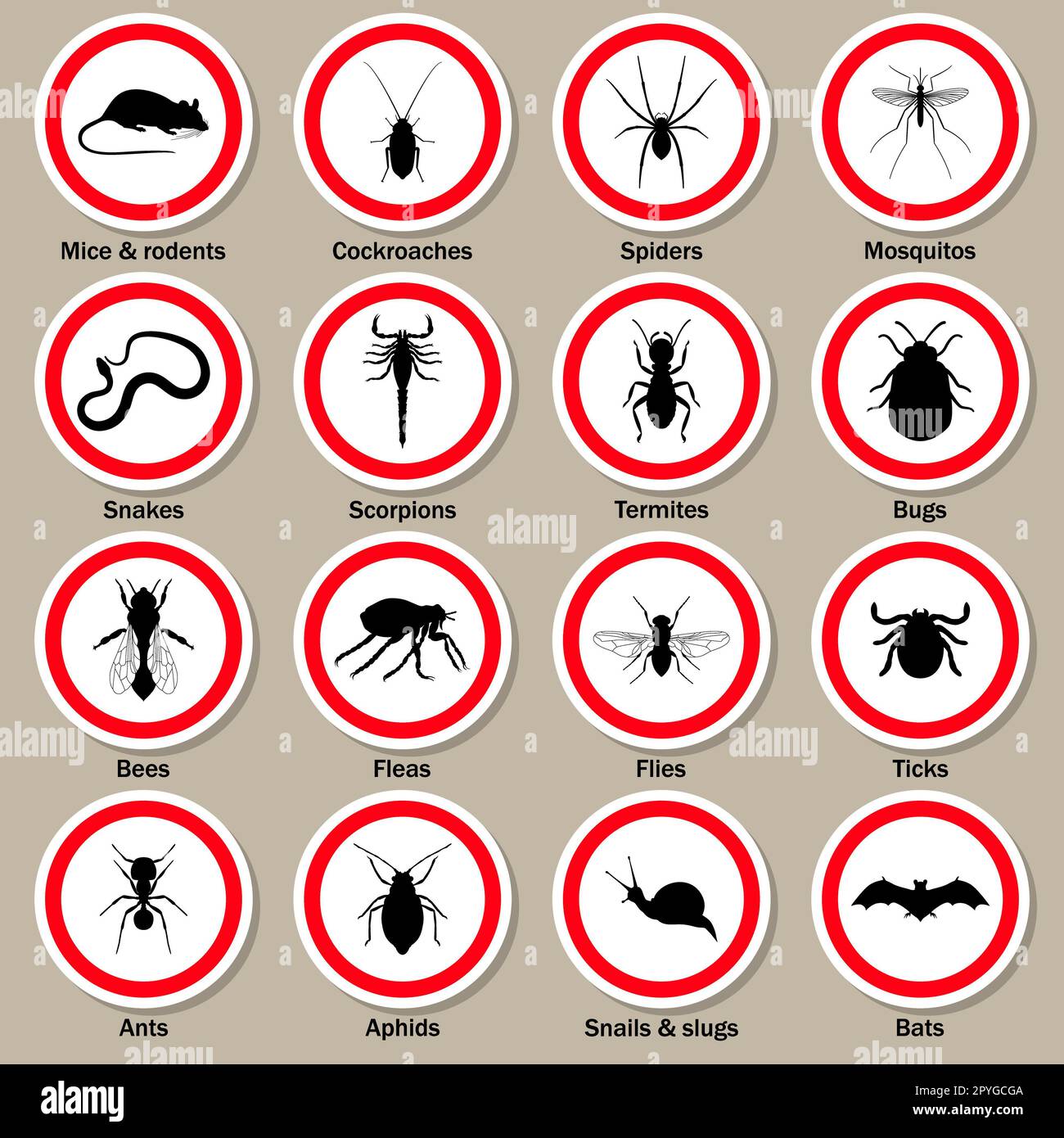Pest and insect control icons set. Vector EPS10 illustration Stock ...