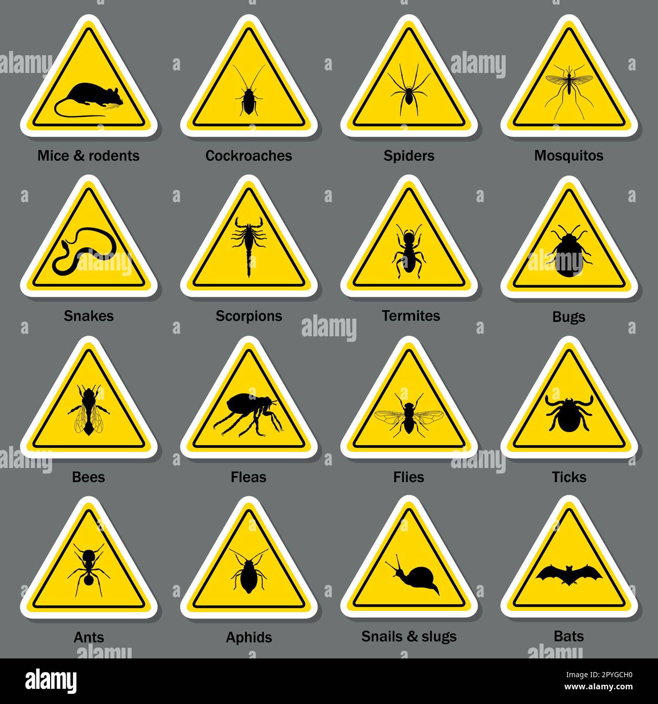 Pest and insect control icons set. Vector EPS10 illustration Stock ...