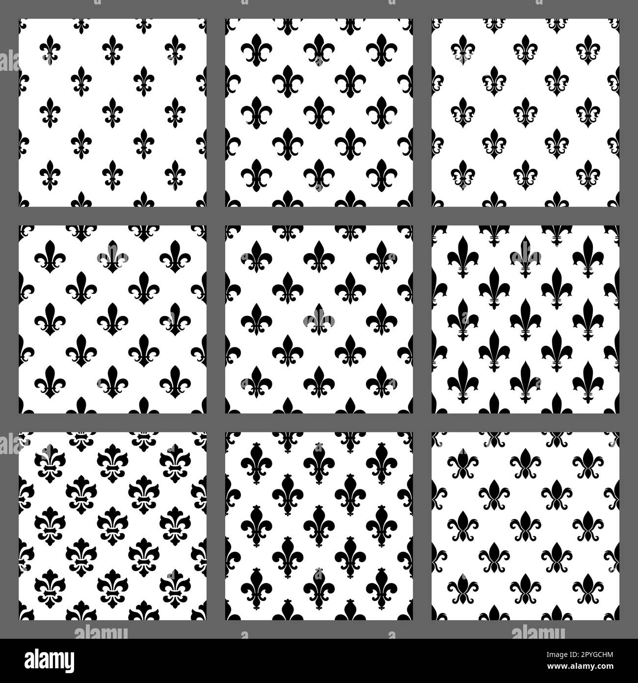 Fleur de lis seamless patterns set. Vector EPS8 illustration Stock ...