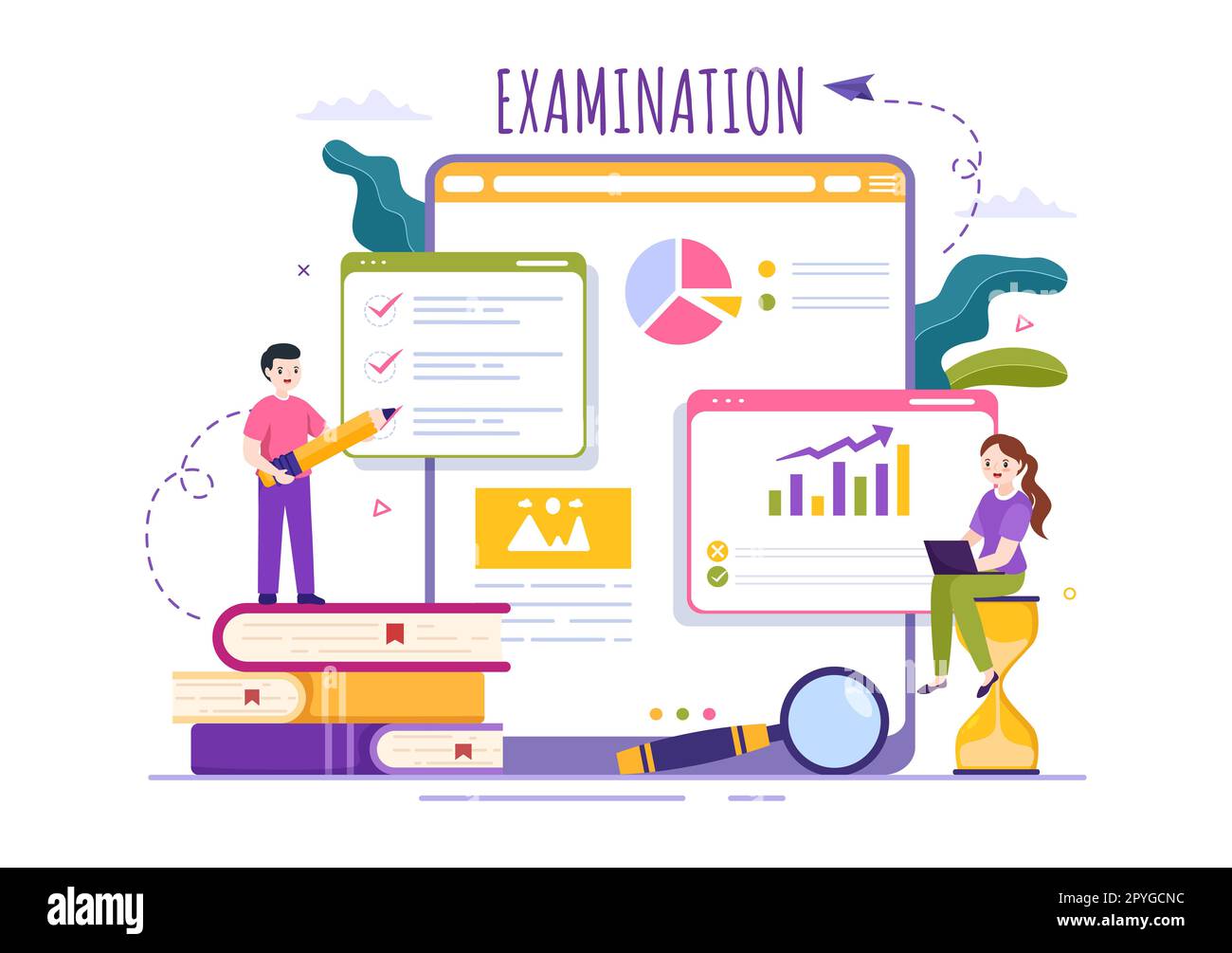 Examination Paper Illustration with Online Exam, Form, Papers Answers ...