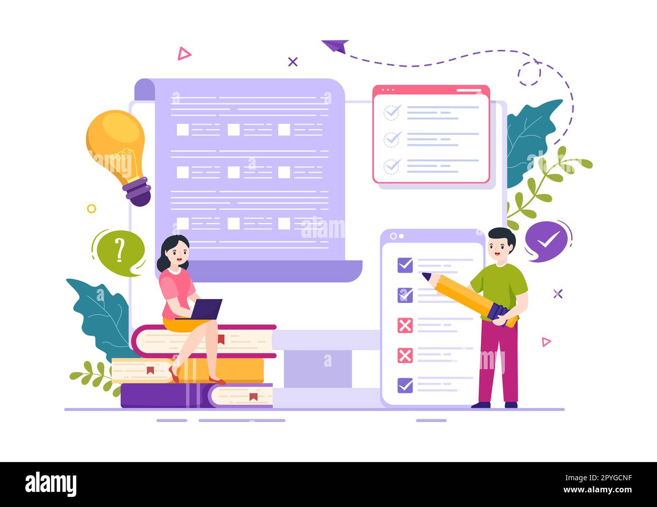 Examination Paper Illustration with Online Exam, Form, Papers Answers ...