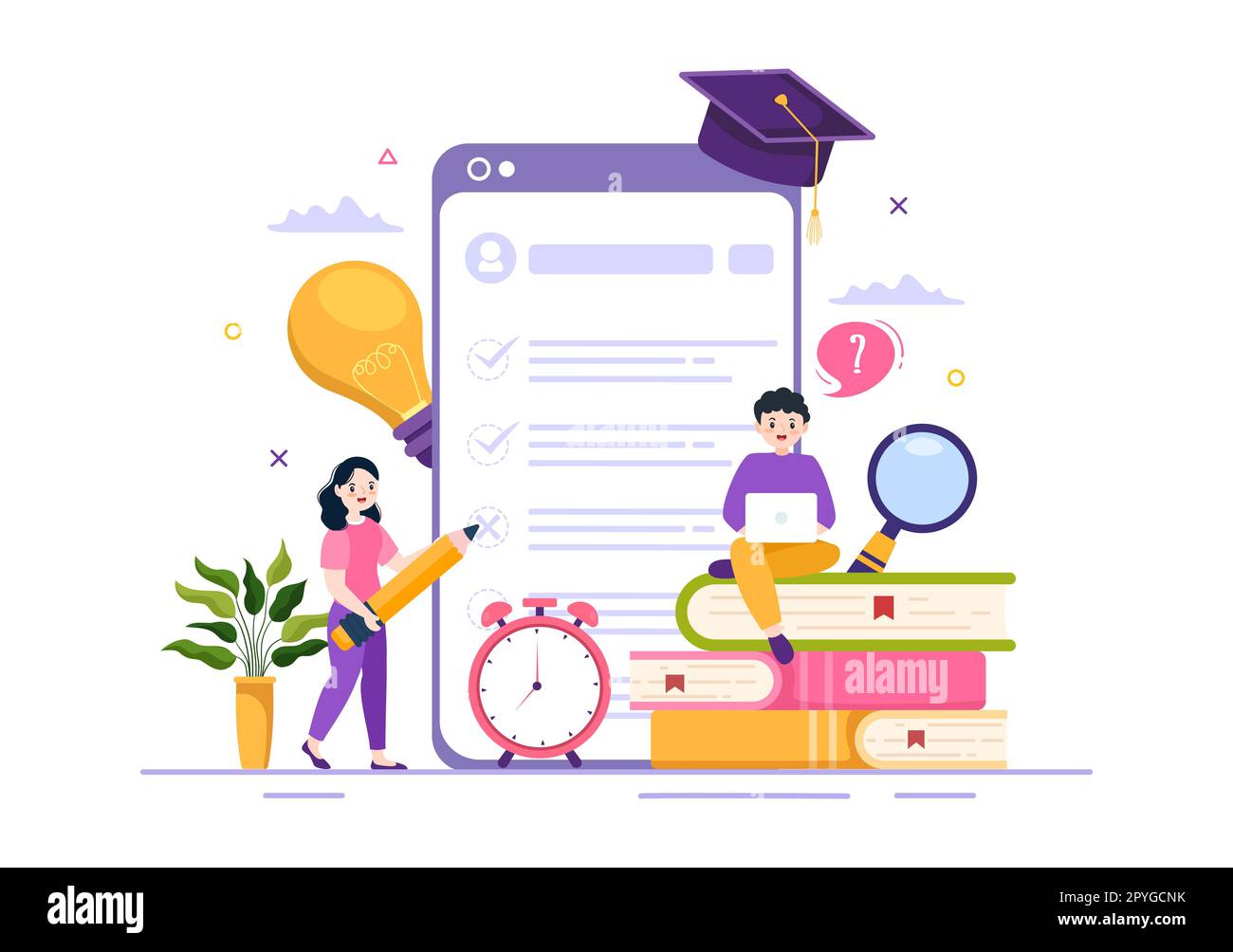 Examination Paper Illustration with Online Exam, Form, Papers Answers ...